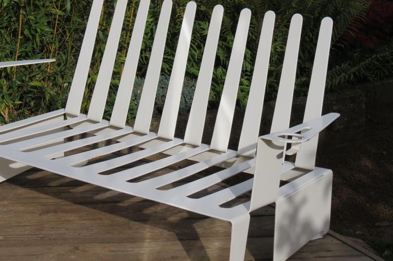 Modernist Steel Sheet Metal Modern Design White Garden Bench, 1990s For ...