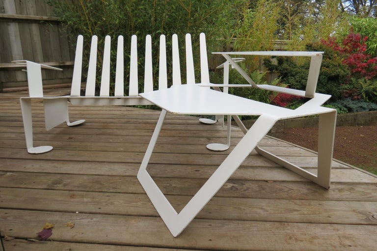 Modernist Steel Sheet Metal Modern Design White Garden Bench, 1990s For ...