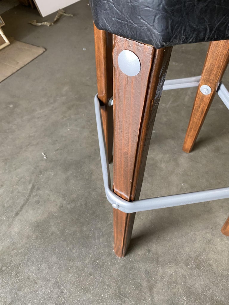 Modernist Steel Studded Knife Leg Bar Stool w/ Black Top Circa 1970 ...