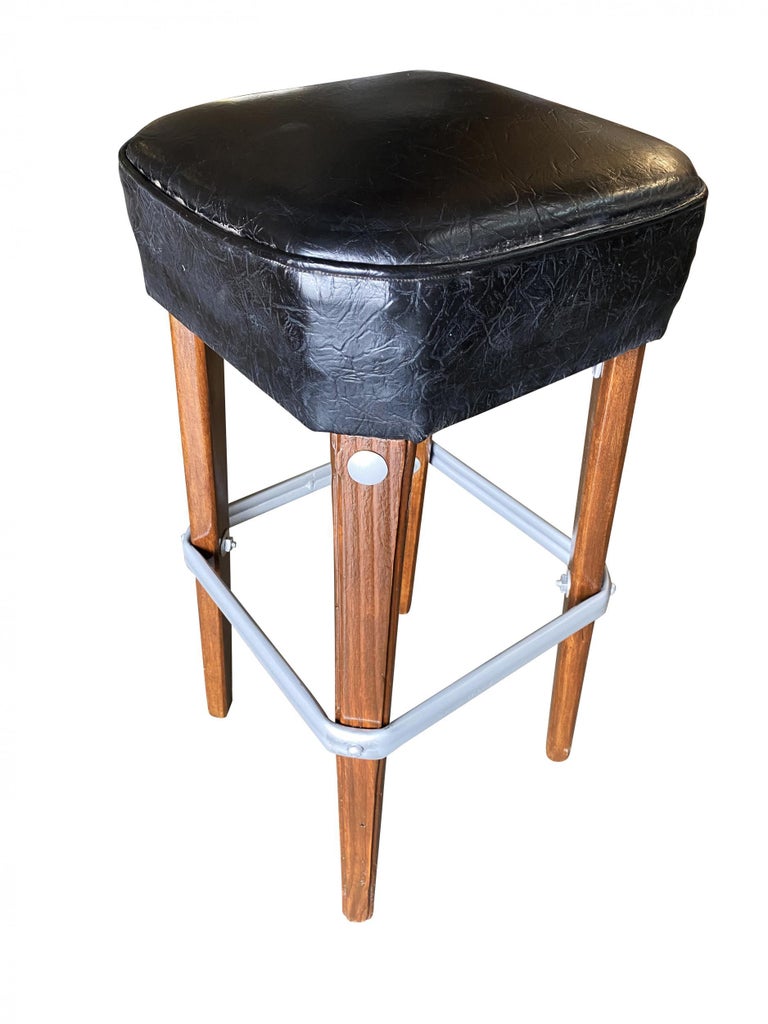 Modernist Steel Studded Knife Leg Bar Stool w/ Black Top Circa 1970 ...