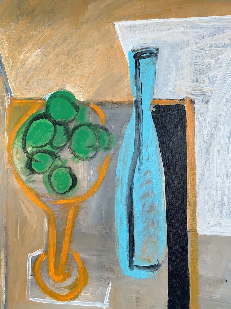 Modernist Still Life Painting in Metallic Frame For Sale at 1stDibs