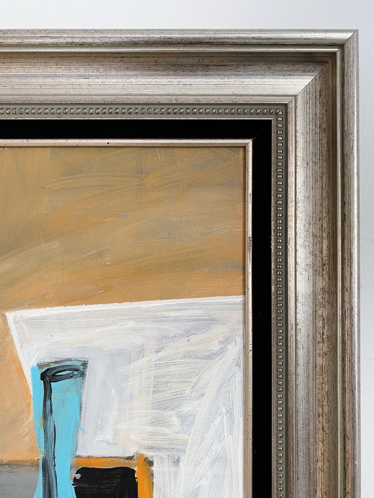 Modernist Still Life Painting in Metallic Frame For Sale at 1stDibs