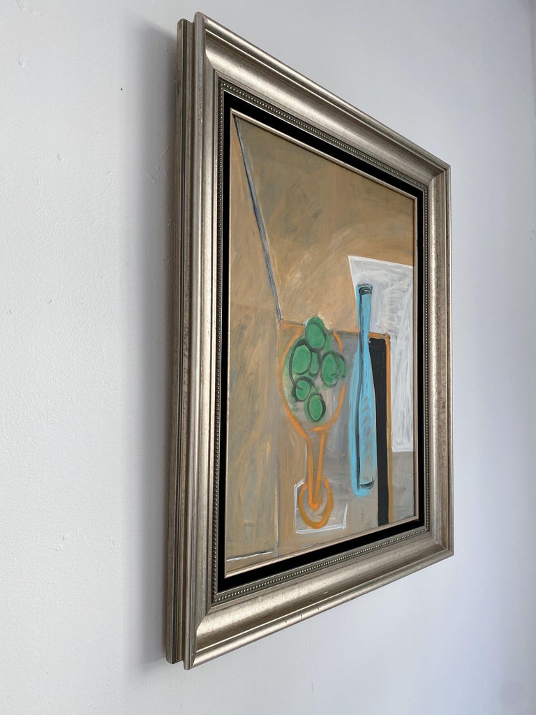 Modernist Still Life Painting in Metallic Frame For Sale at 1stDibs