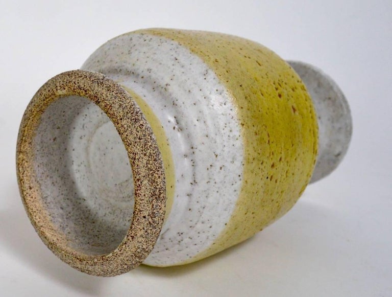 Modernist Stoneware Pottery Vase in the Style of Raymor at 1stDibs