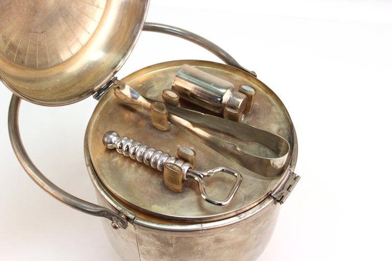 Modernist Style Chrome Ice Bucket at 1stDibs