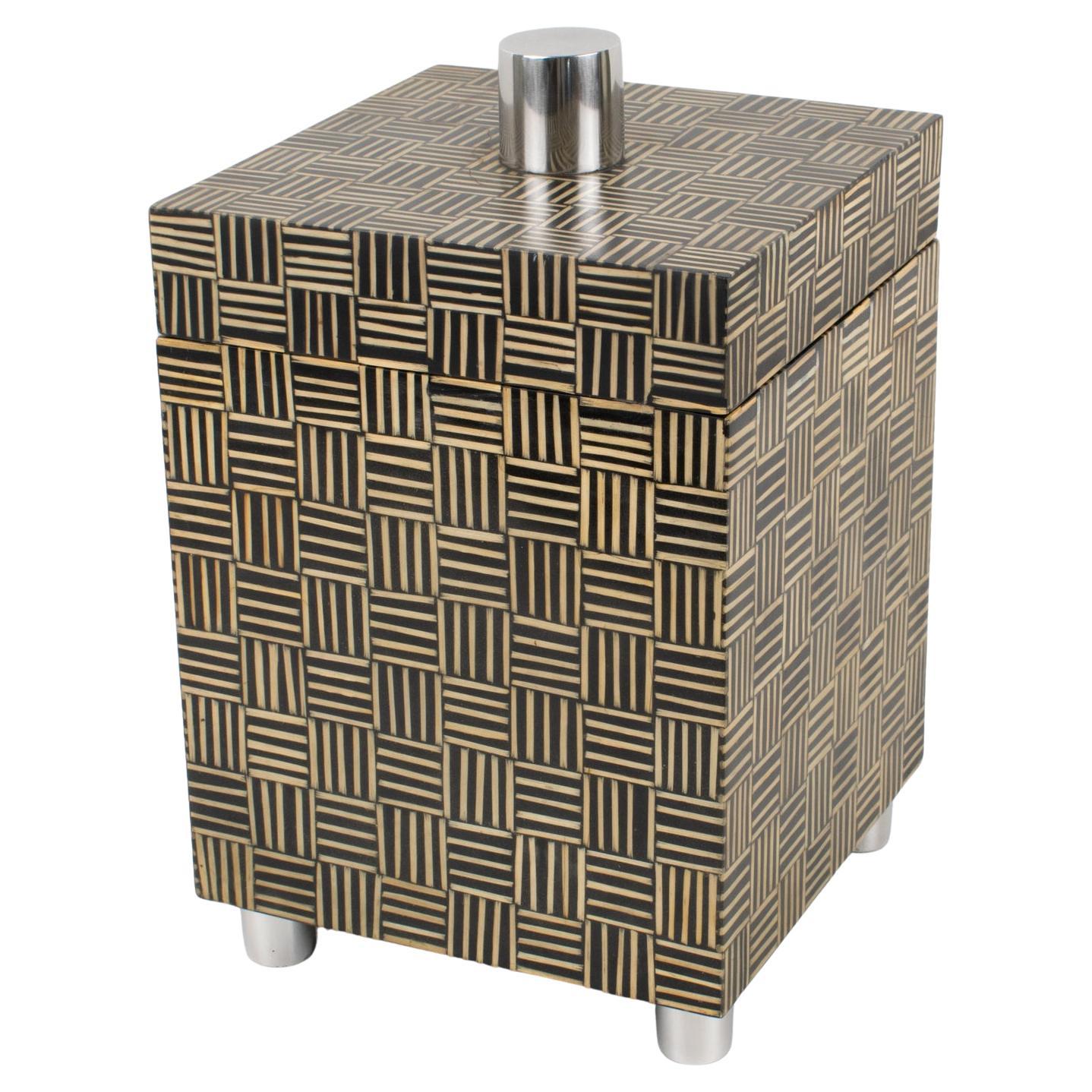 Art Deco Modernist Burl Wood Box with Wooden Marquetry at 1stDibs | art ...