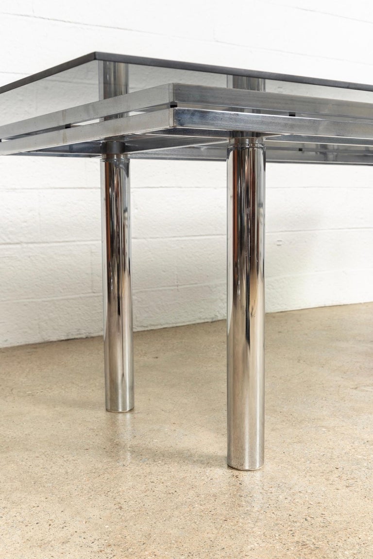 Modernist Tobia Scarpa for Knoll Large Andre Glass and Chrome Dining ...
