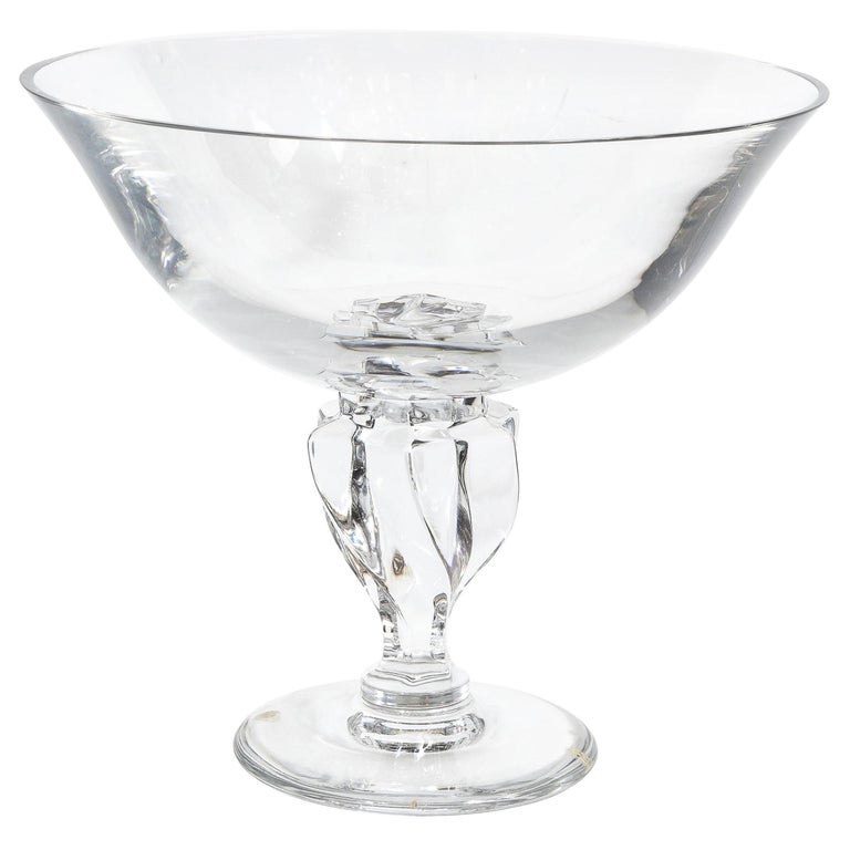 Modernist Translucent Crystal Braided Center Bowl Signed by Sevres at ...