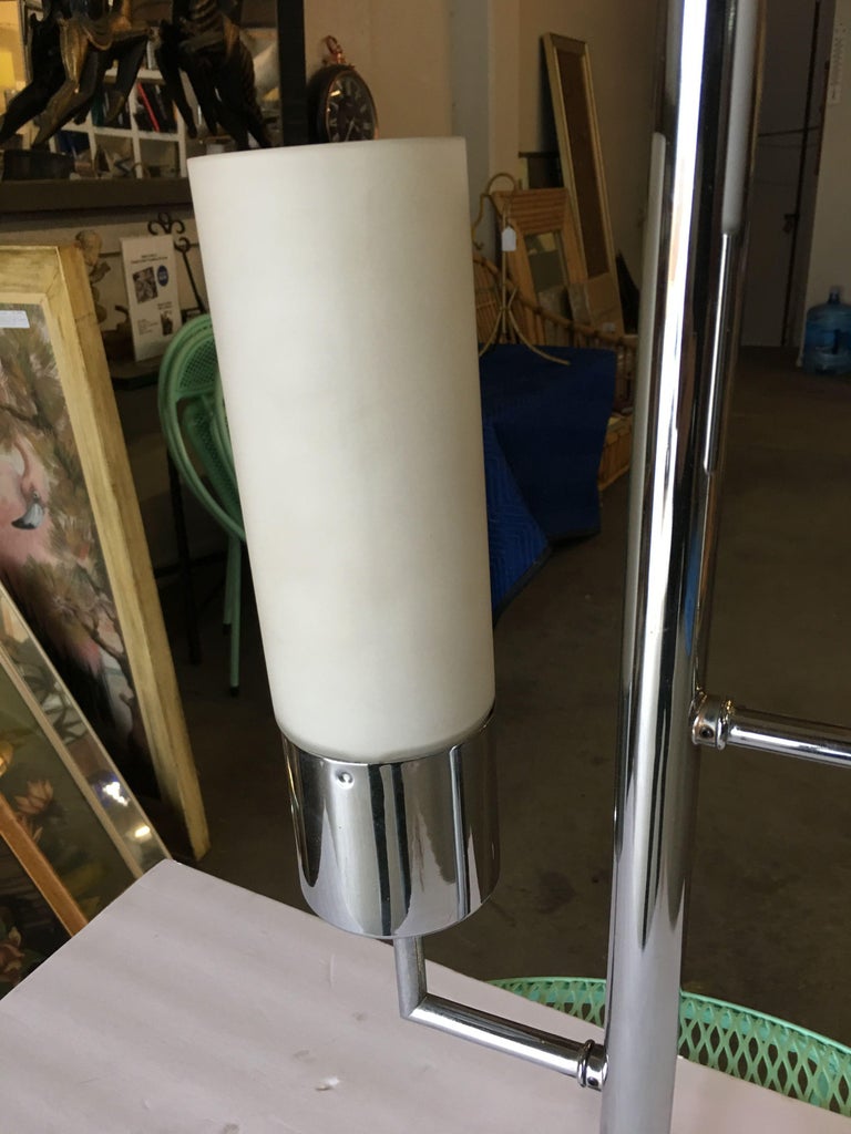 Modernist Twin Cylinder Chrome Table Lamp For Sale at 1stDibs