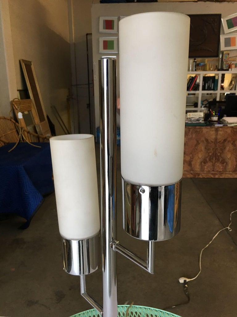 Modernist Twin Cylinder Chrome Table Lamp For Sale at 1stDibs