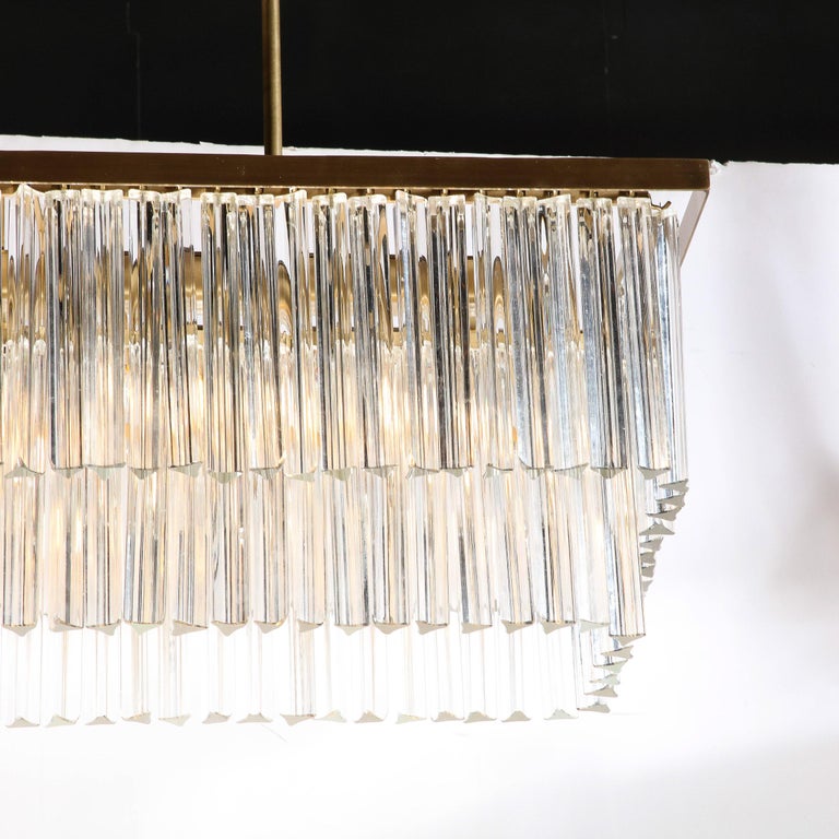 Modernist Two-Tier Transparent Triedre Murano Camer Glass Rectangular ...