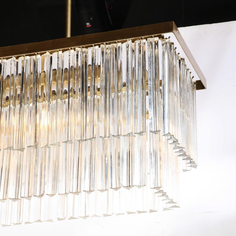 Modernist Two-Tier Transparent Triedre Murano Camer Glass Rectangular ...