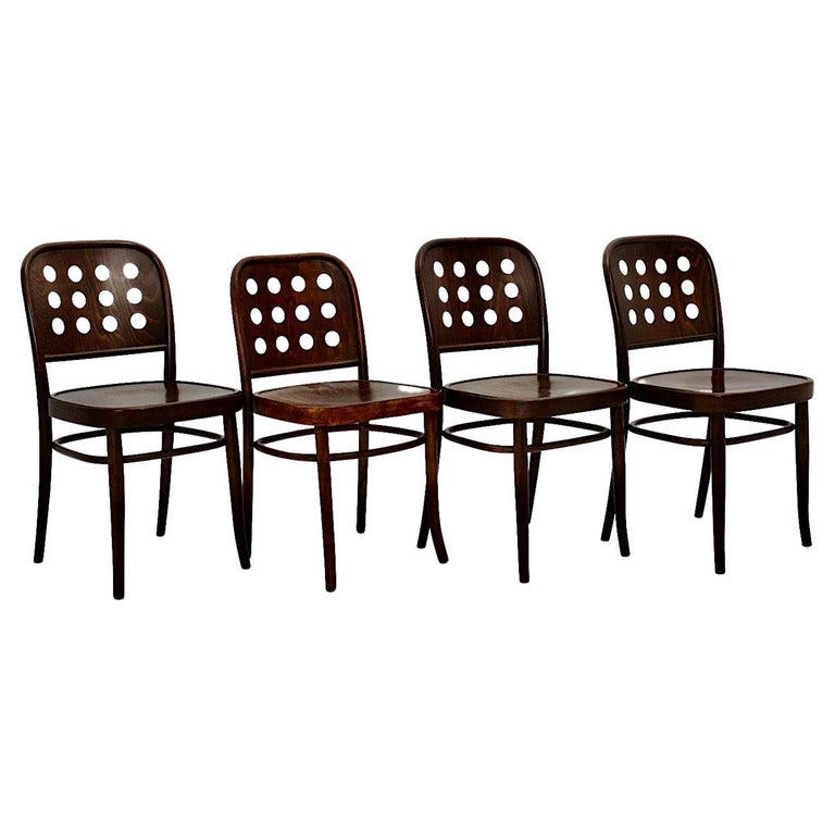 Modernist Vintage Four Brown Dining Chairs Style Josef Hoffmann, 1990s ...