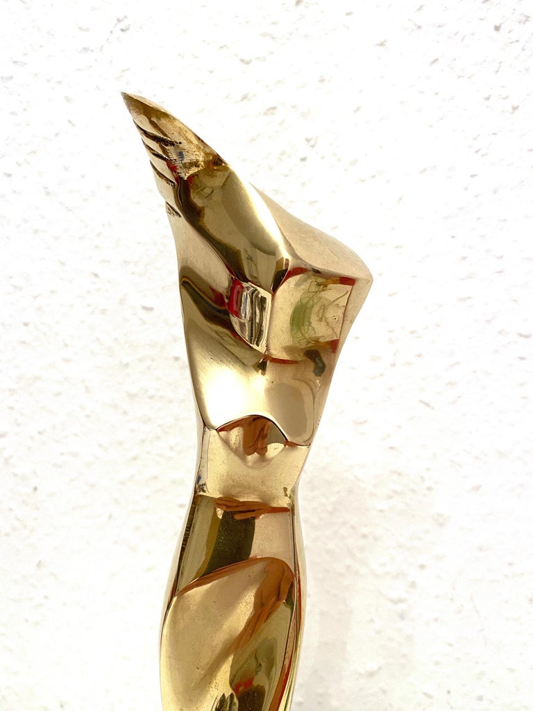 Modernist Vintage Polished Brass Sculpture of Abstract Venus Female ...