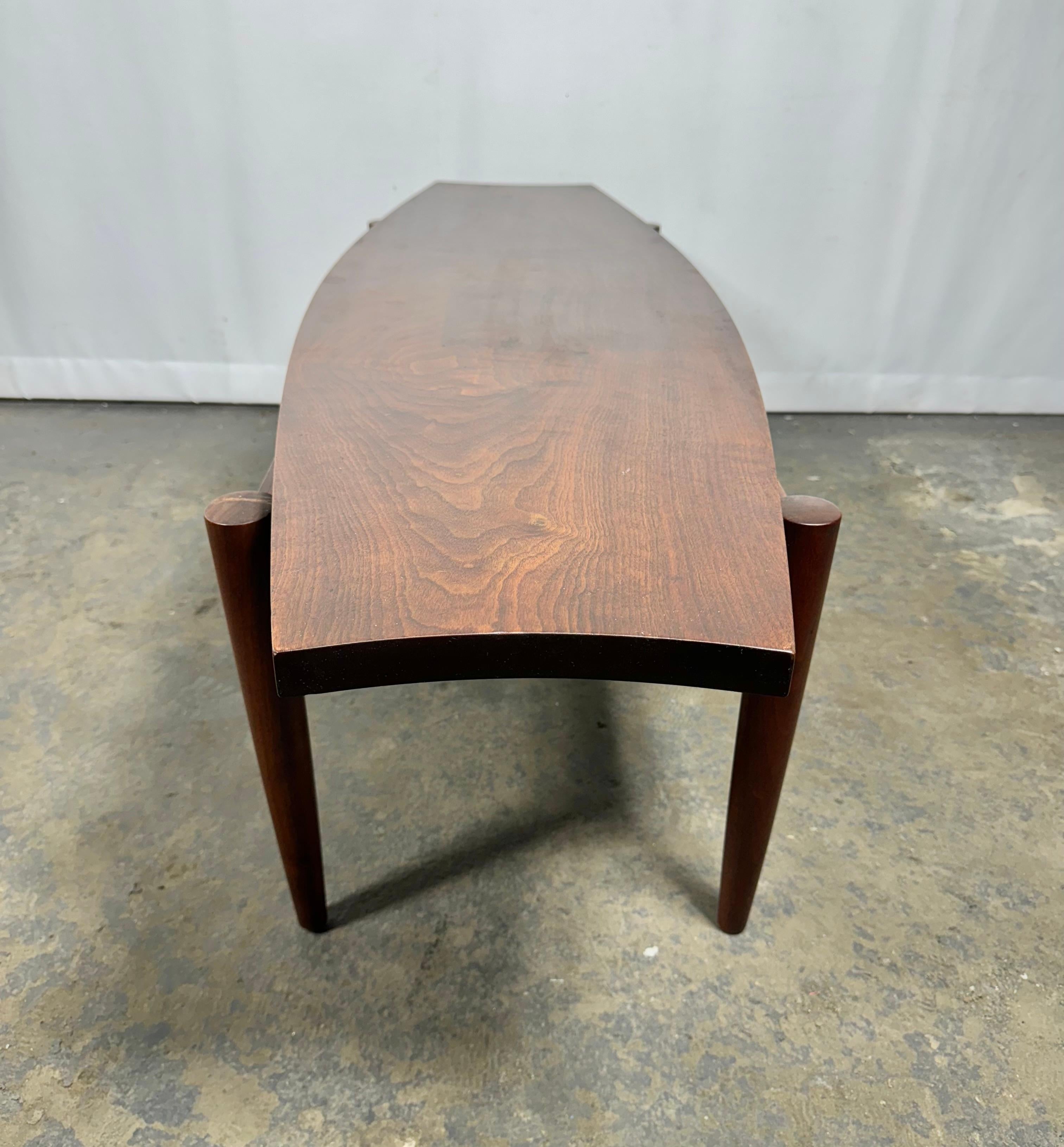Modernist Walnut Cocktail / coffee table / floating top with drawer For ...