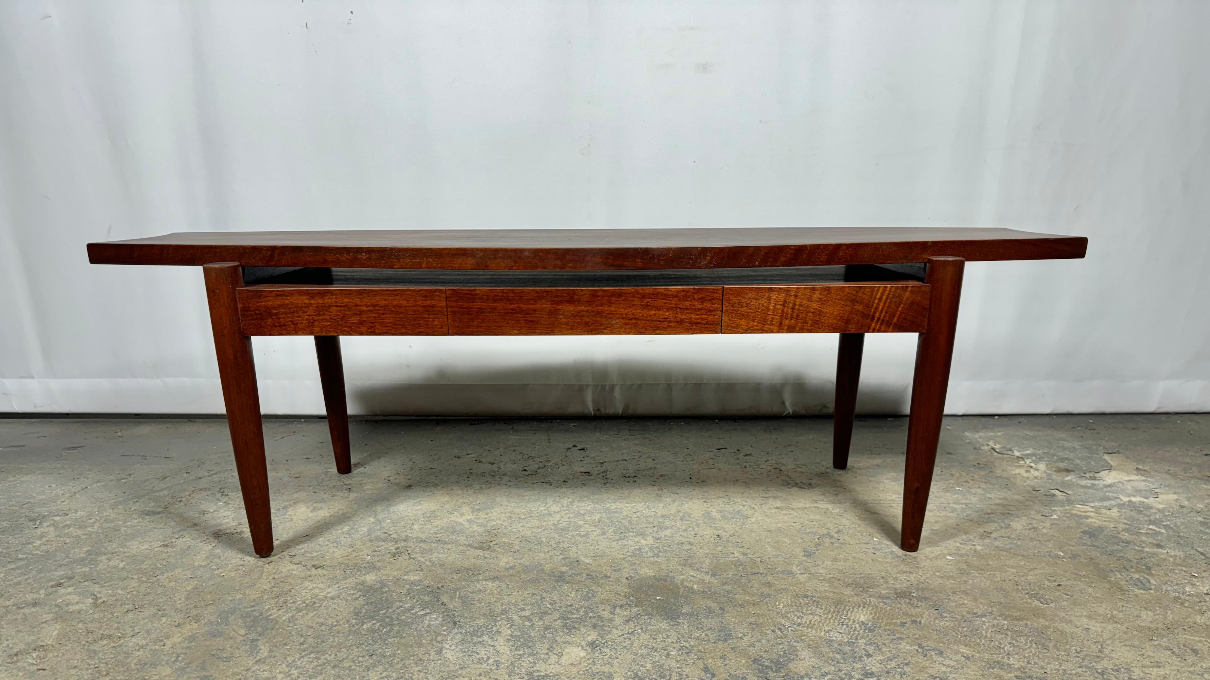 Modernist Walnut Cocktail / coffee table / floating top with drawer For ...