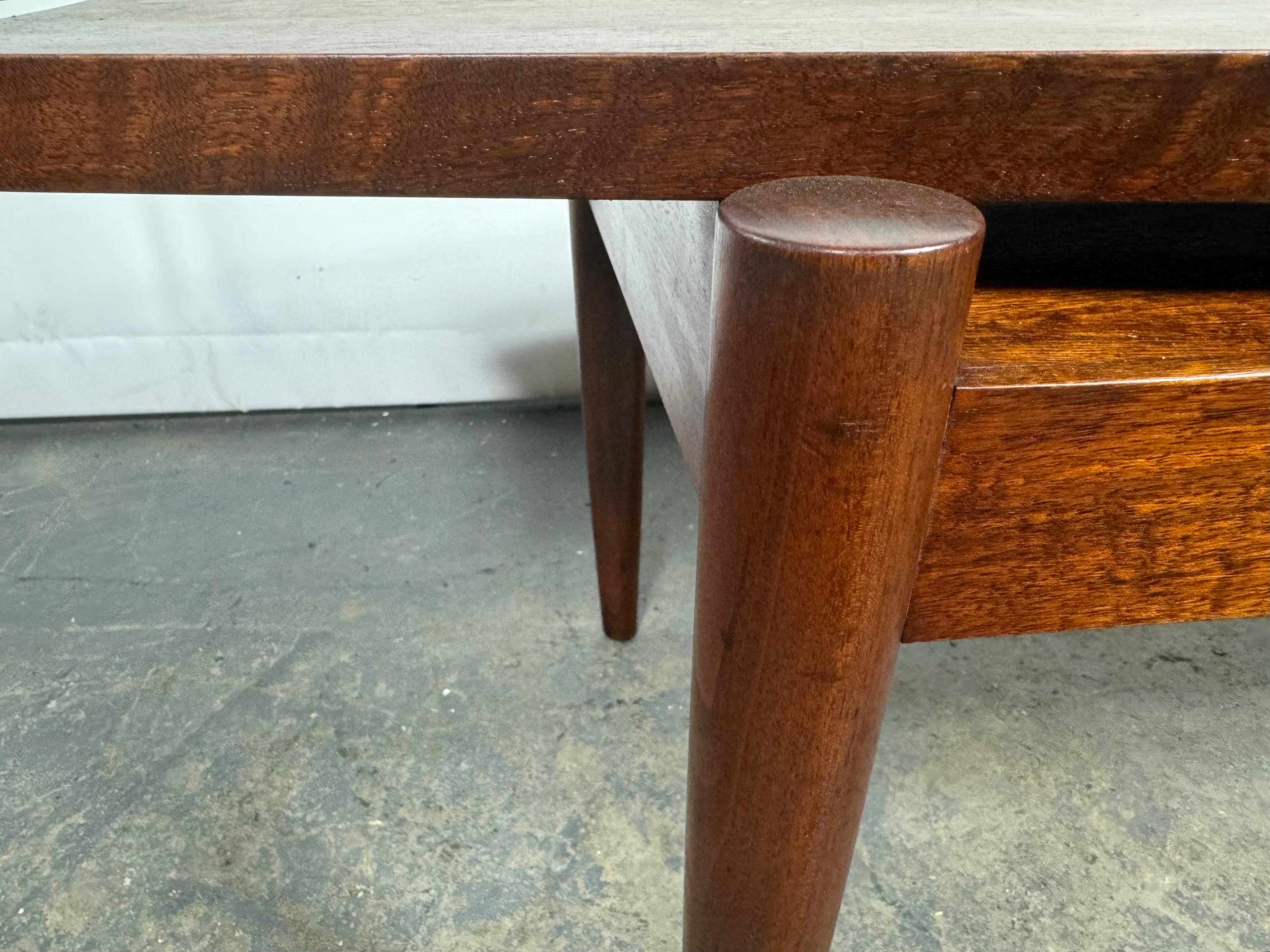 Modernist Walnut Cocktail / coffee table / floating top with drawer For ...