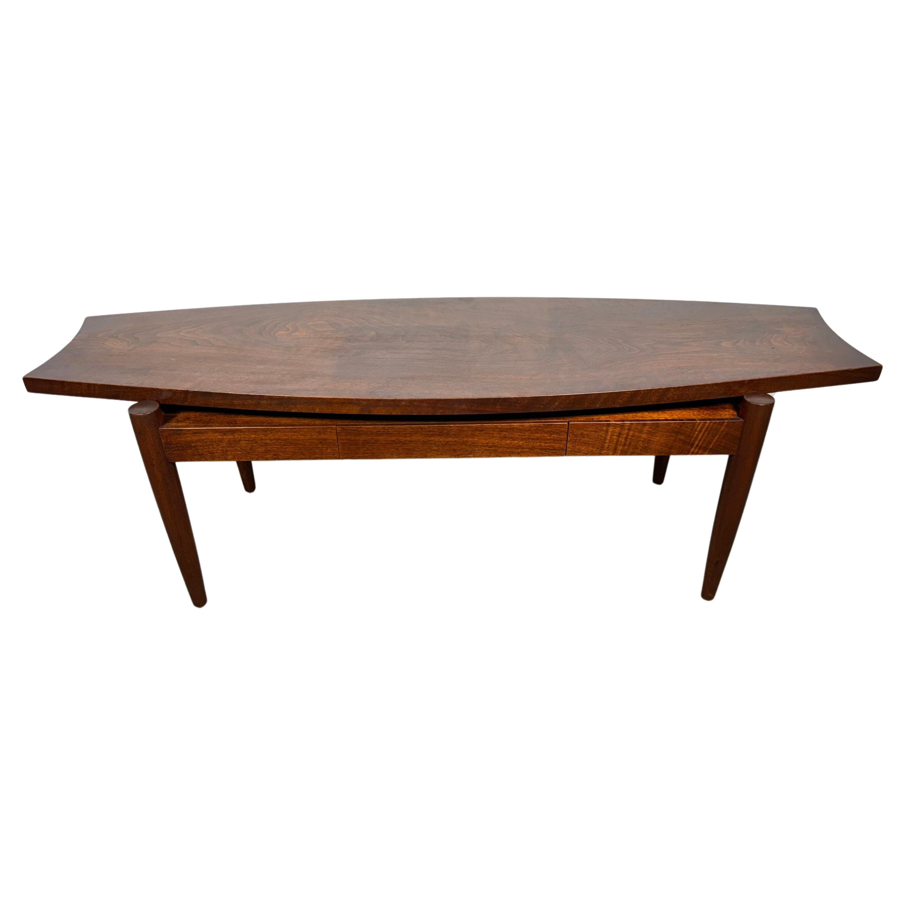 Modernist Walnut Cocktail / coffee table / floating top with drawer For ...