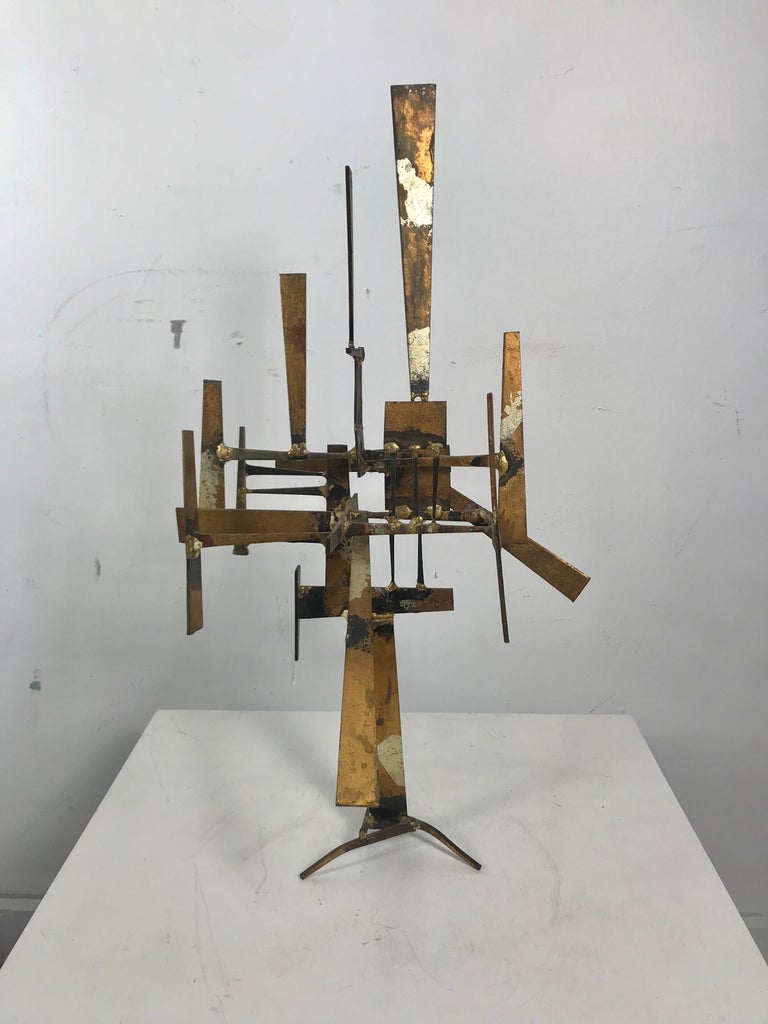 Modernist Welded Metal Abstract Brutalist Table Sculpture by William ...