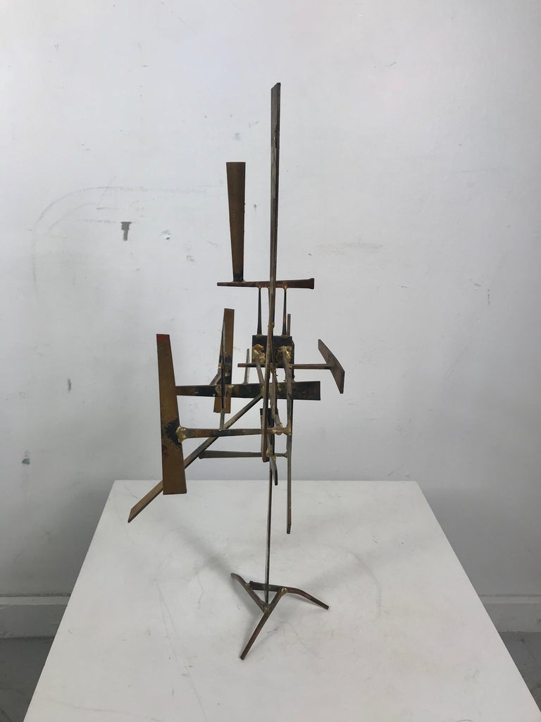 Modernist Welded Metal Abstract Brutalist Table Sculpture by William ...