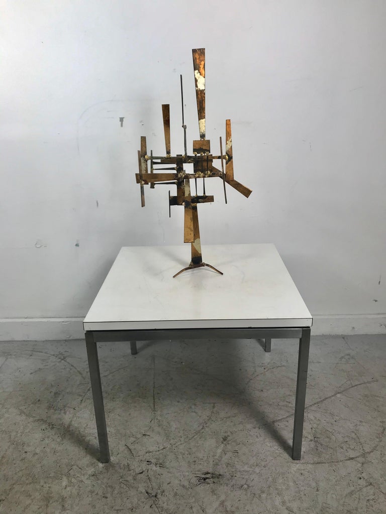 Modernist Welded Metal Abstract Brutalist Table Sculpture by William ...