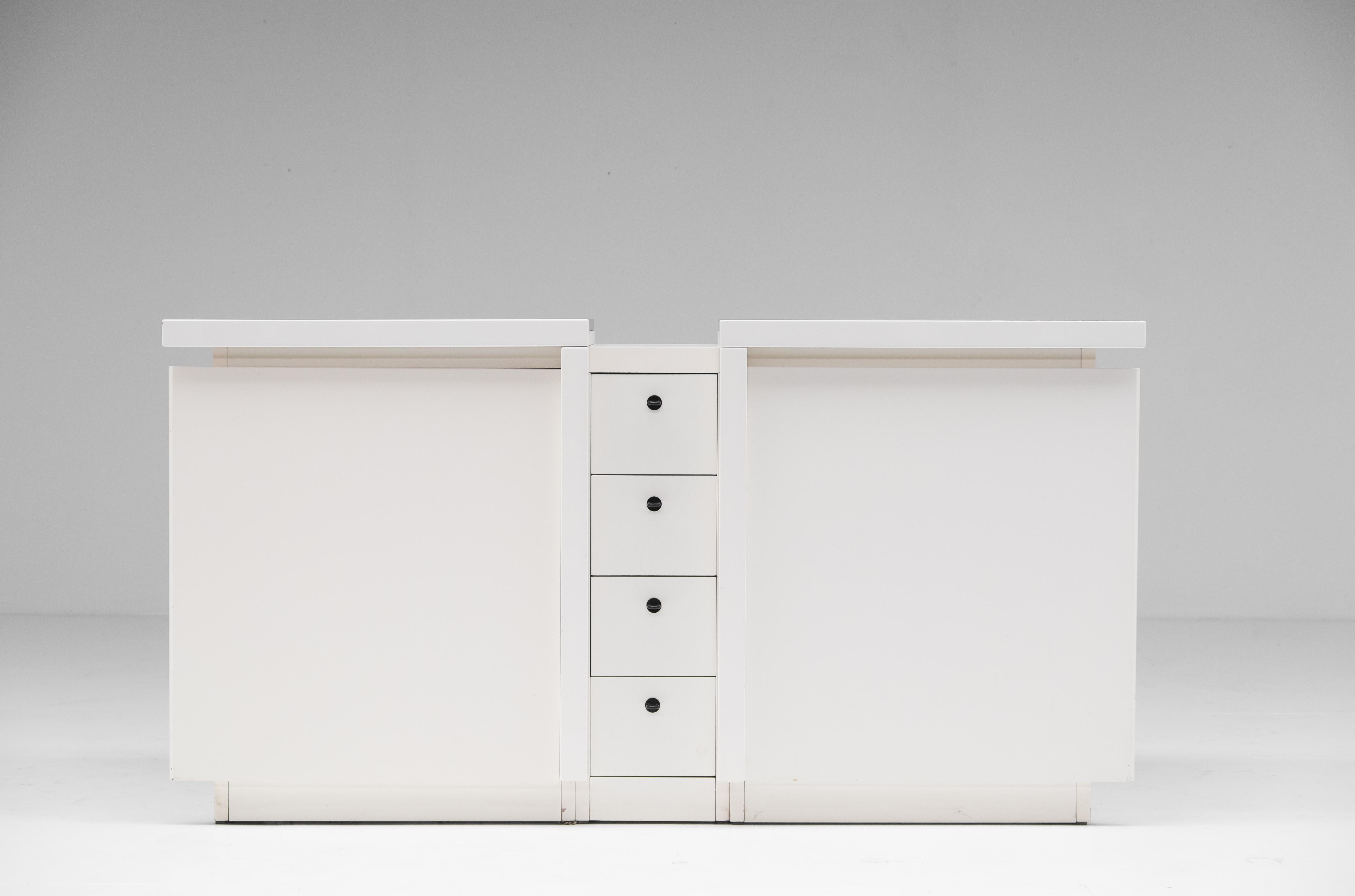 Modernist White Case Piece with Black Marble Top Huib Hoste Style at ...