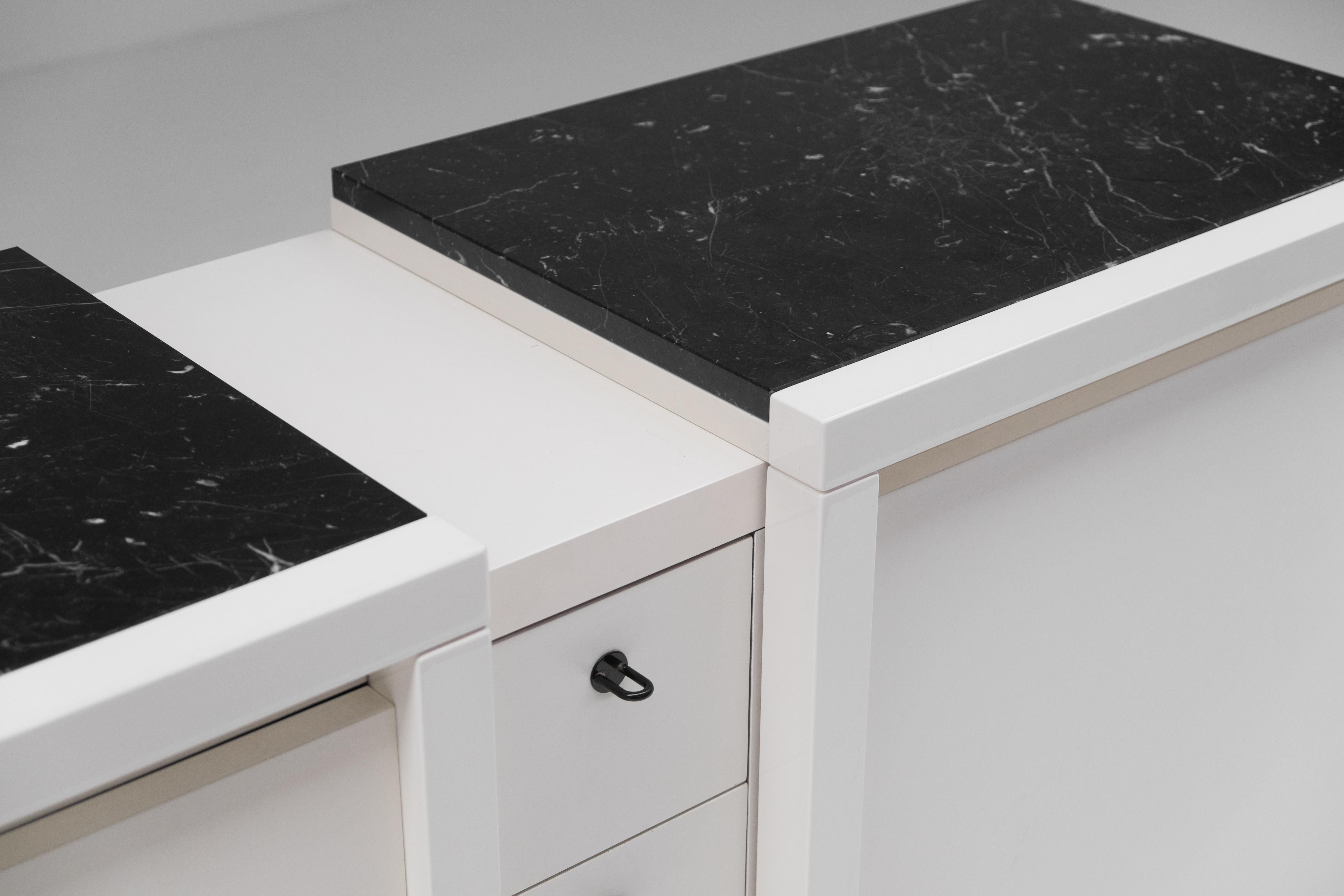 Modernist White Case Piece with Black Marble Top Huib Hoste Style at ...