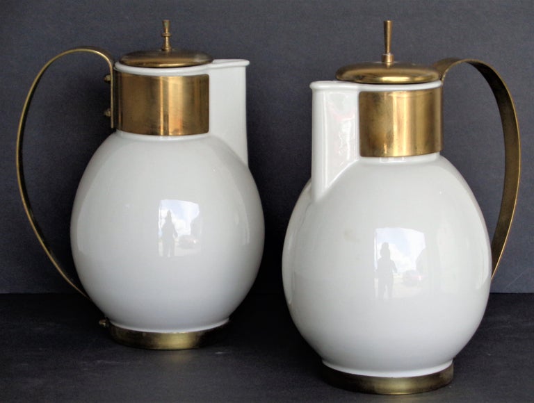 Porcelain and Brass Coffee Servers by Ernest Sohn, Circa 1950 at 1stDibs