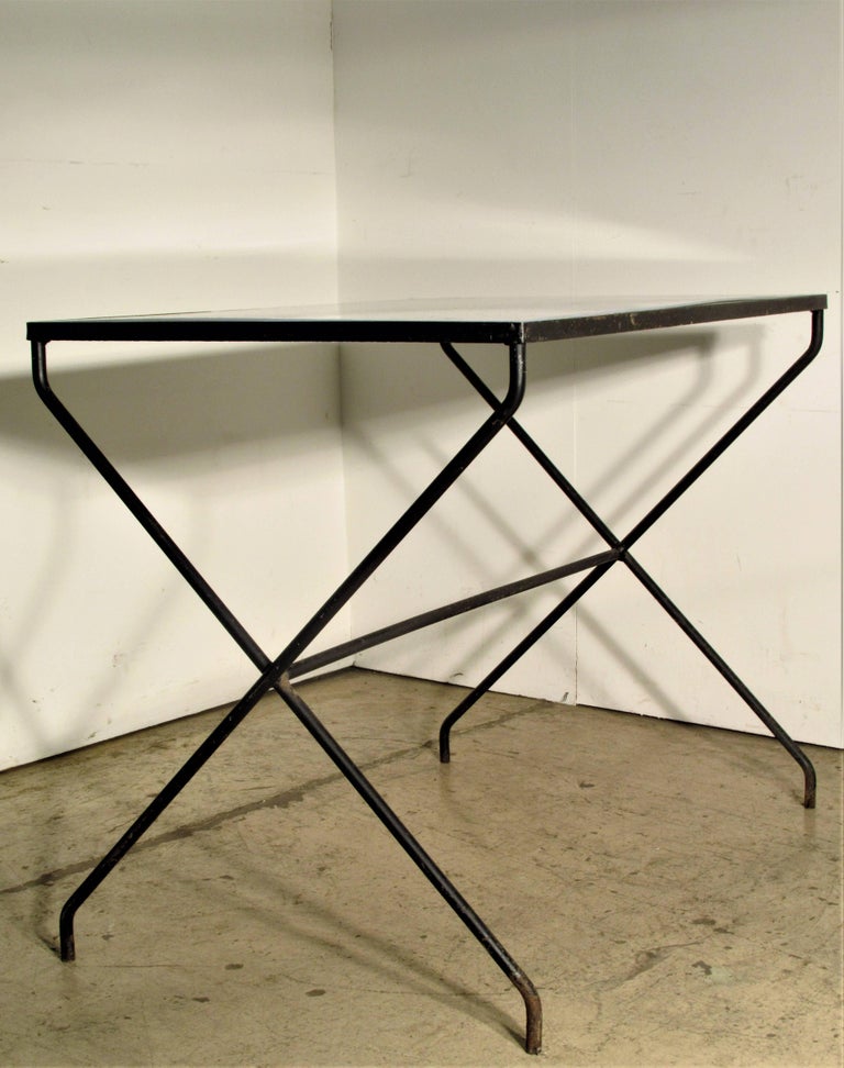 Modernist X Base Iron Table at 1stDibs