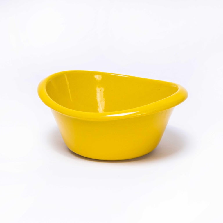 Modernist Yellow Cast Iron Enameled Bowl, Scandinavian For Sale at 1stDibs