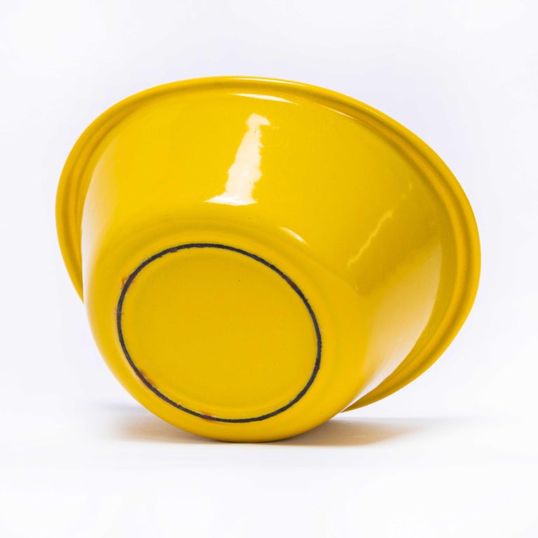 Modernist Yellow Cast Iron Enameled Bowl, Scandinavian For Sale at 1stDibs