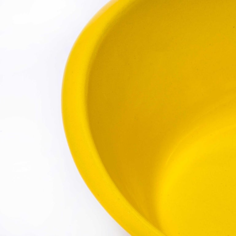 Modernist Yellow Cast Iron Enameled Bowl, Scandinavian For Sale at 1stDibs