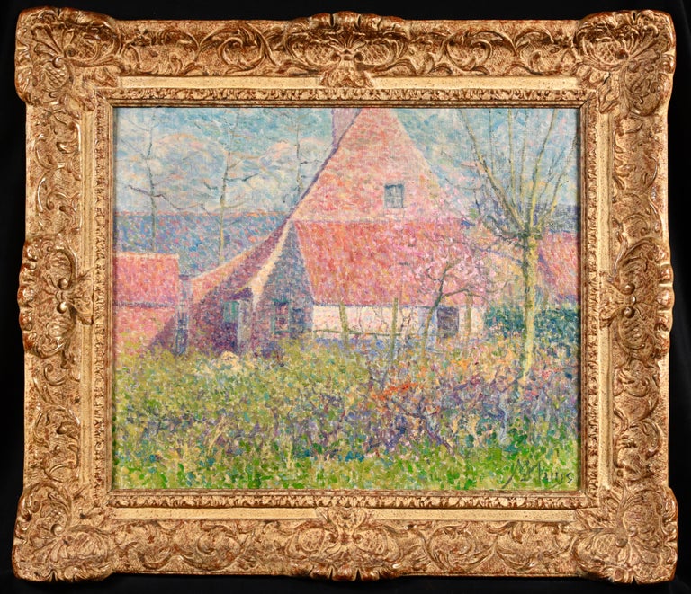 Modest Huys - Farmhouse in Spring - Post Impressionist Pointillist Oil ...