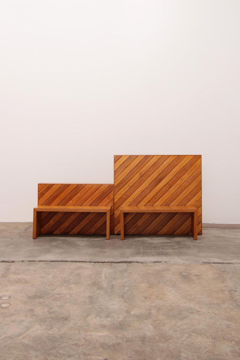 Modular Beech Set of Two Room Dividers with Benches, 1970, Italy For ...