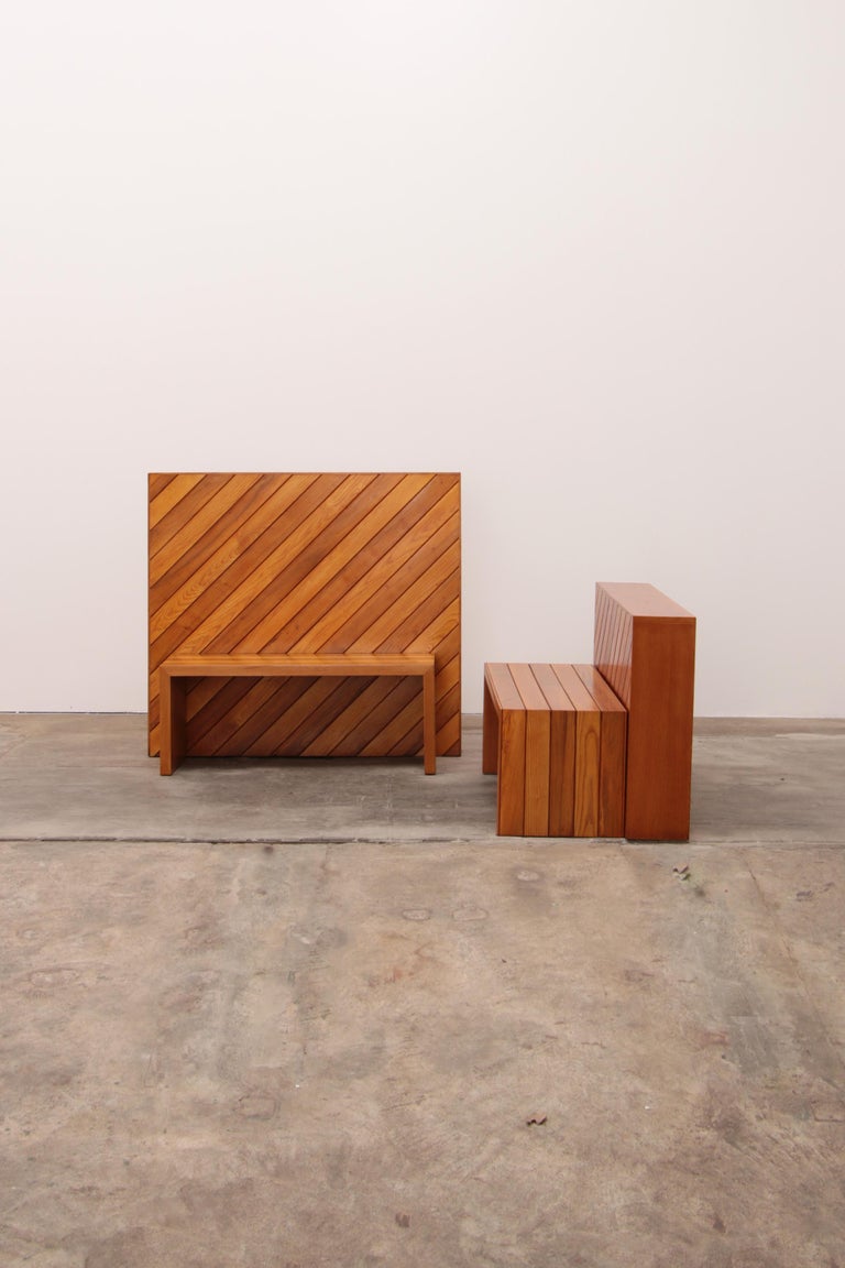 Modular Beech Set of Two Room Dividers with Benches, 1970, Italy For ...