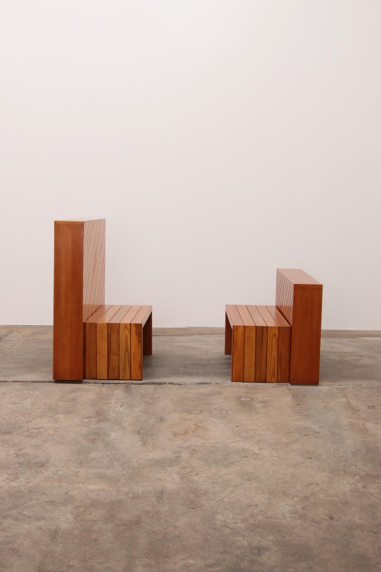 Modular Beech Set of Two Room Dividers with Benches, 1970, Italy For ...