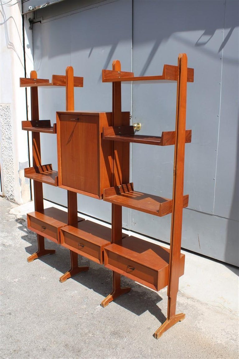 Modular Bookcase in Cherry Midcentury Italian Design 1950s Shelves ...