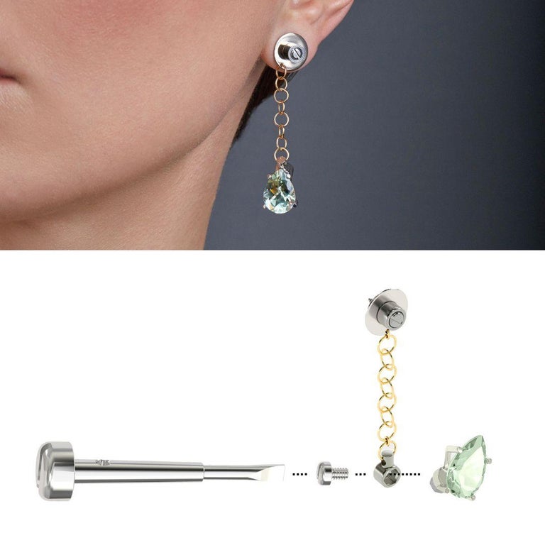 Modular Jewelry in Mono Chain Earring 18K with Prasiolite For Sale at ...