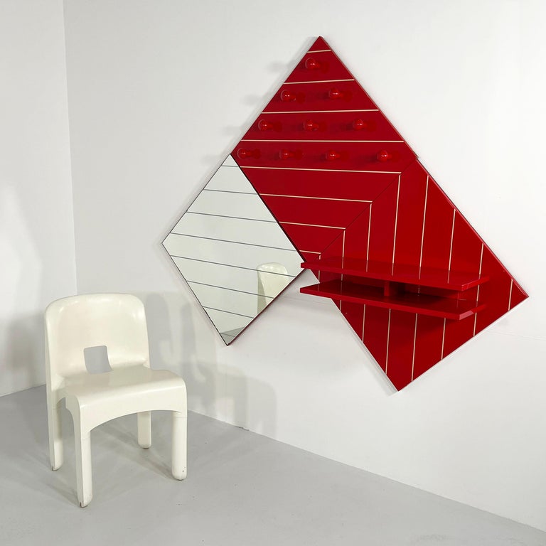 Modular Postmodern Wall Mirror, Shelf and Coat Rack, 1980s at 1stDibs