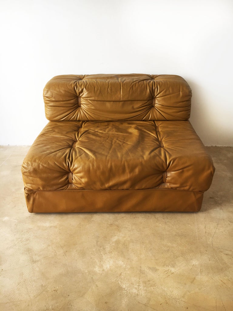 Modular Sofa Suite Daybeds Model 'Atrium' Wittmann, Cognac Leather ...