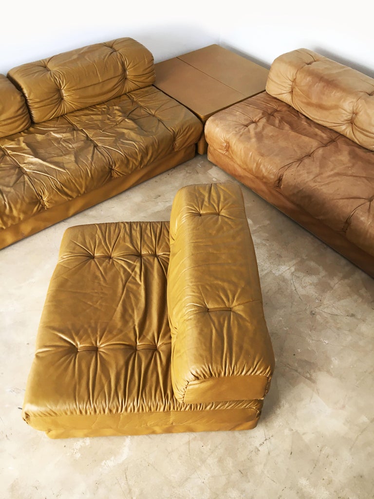 Modular Sofa Suite Daybeds Model 'Atrium' Wittmann, Cognac Leather ...