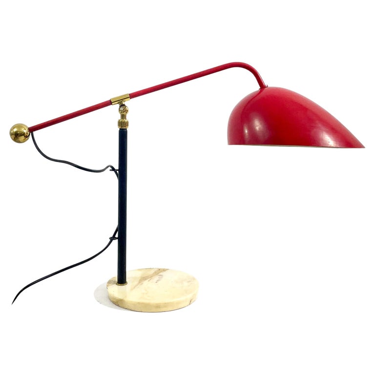 Modular Table Lamp with Marble Feet Metal and Brass Model 5023 by ...