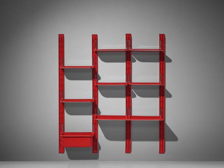 Alberto Rosselli for Saporiti 'Speedy' Modular Wall-Unit in Red For ...