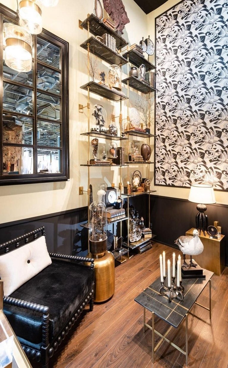 Modular Wall Unit System in Patina Brass and Black Marble Storage ...