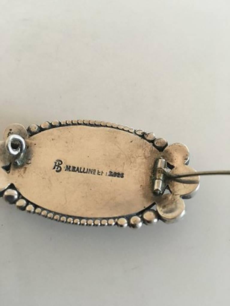 Mogens Ballin Silver Brooch with Amber and Red Stones For Sale at ...