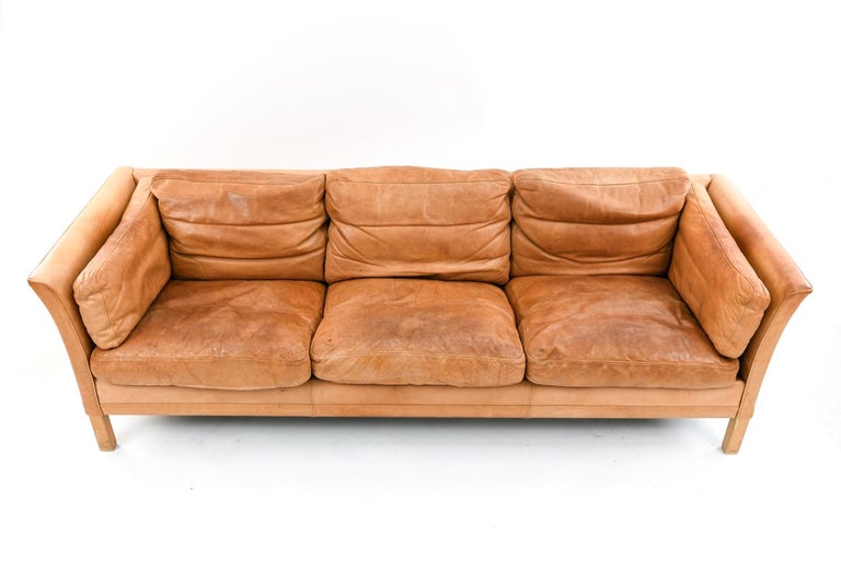 Mogens Hansen Brandy Color Leather Sofa For Sale at 1stDibs