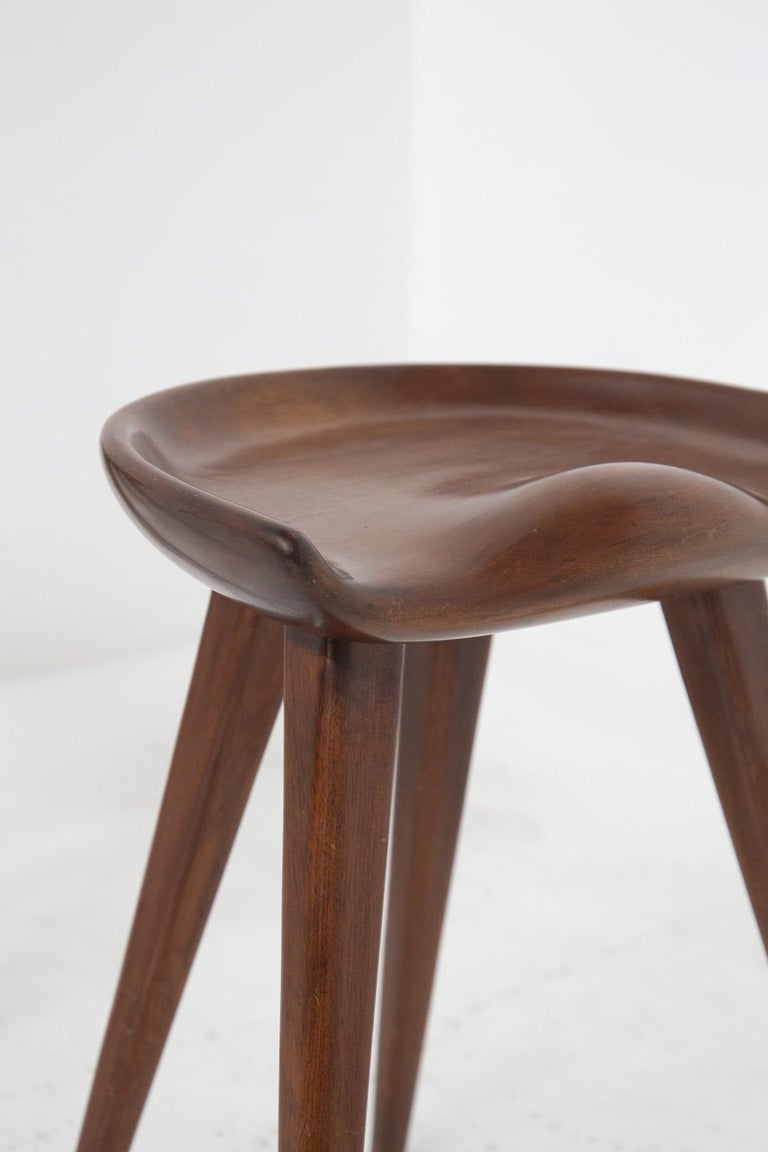 Mogens Lassen Pair of Carved Wooden Stools For Sale at 1stDibs