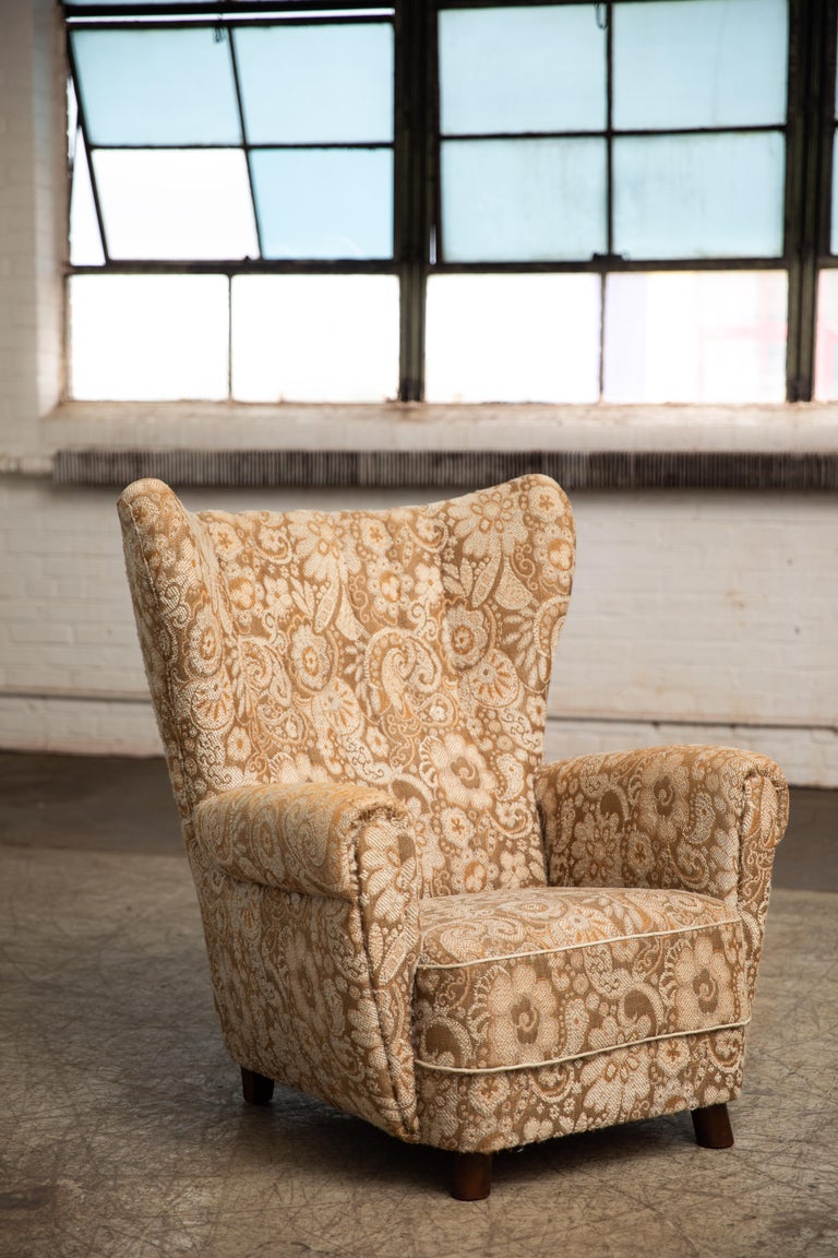 Mogens Lassen Style Danish 1940s Highback Lounge with Channeled Back at ...