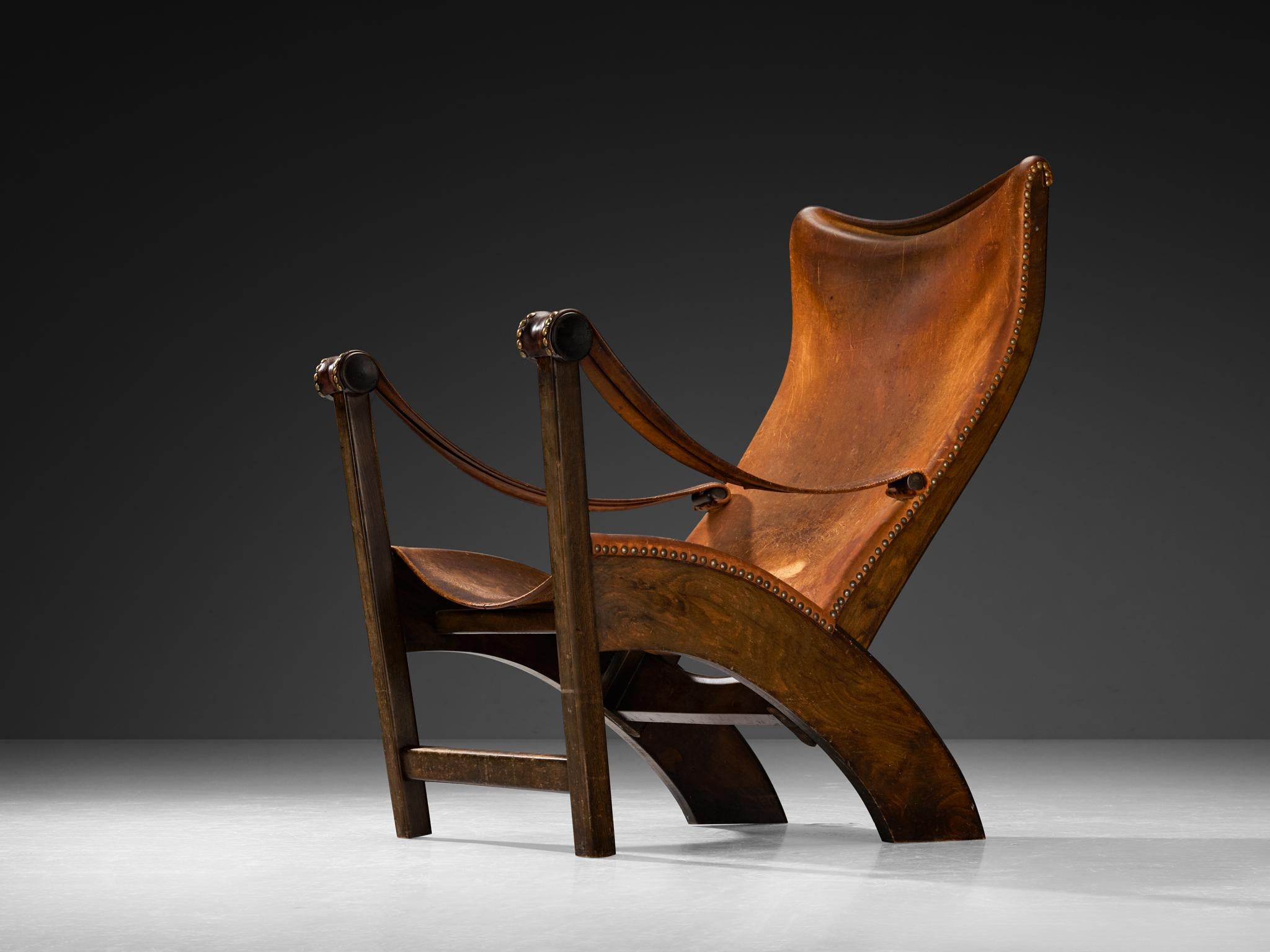 Mogens Voltelen 'Copenhagen' Lounge Chair in Patinated Cognac Leather ...