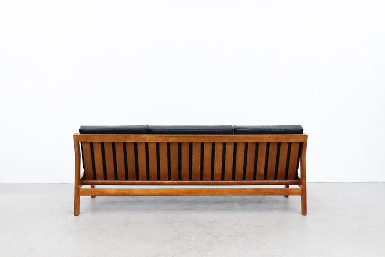 Mogensen Style Large Dutch Armless Oak Slat Back Bench with Black Skai ...